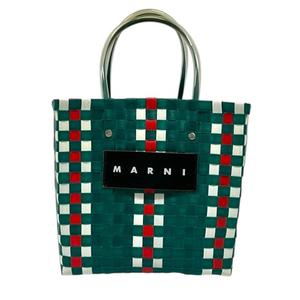 マルニ MARNI バスケット カゴバッグ ハンドバッグ ロゴ 緑 グリーン 赤 レッド 白 ホワイト レディース 020 ...