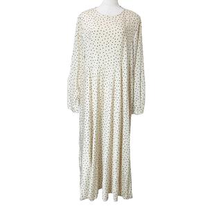 ザラ ZARA ロング ワンピース ドット 水玉 長袖 フレア M 170/88A ベージュ X レディース 070-902406120002 | ベクトルパーク