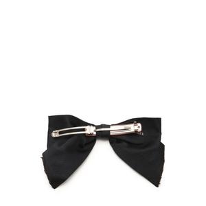 CHANEL シャネル カメリアリボン バレッタ サテン 黒 レディース