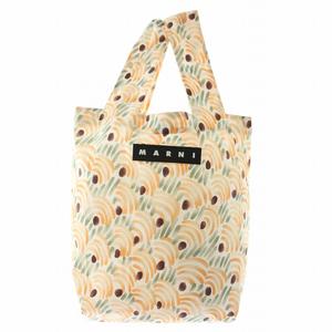 マルニ MARNI トートバッグ エコバッグ オープントップ ロゴ 総柄 オレンジ 緑 グリーン SHMH0024A0 TCX85 /XZ ...